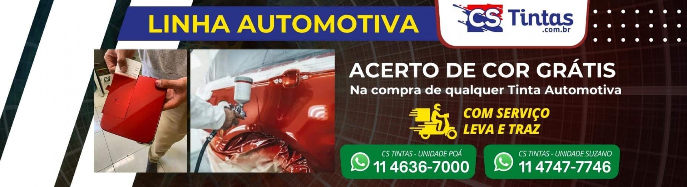 na compra de qualquer tinta automotiva na CS TINTAS, o acerto ou ajuste ...